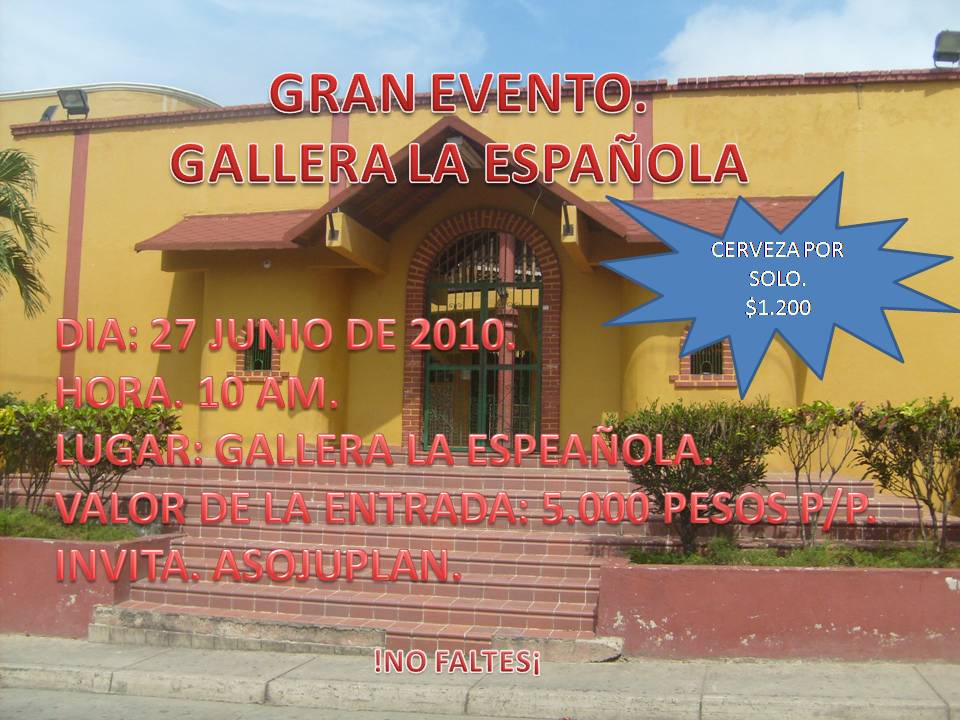 PLAN PAREJO SUCRE: EVENTO GALLERA LA ESPAÑOLA