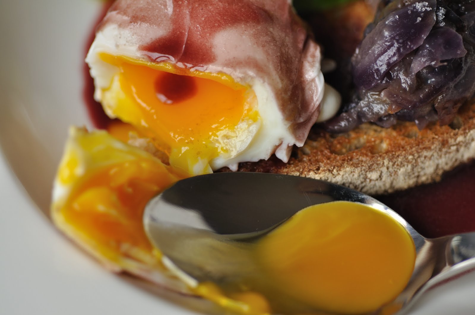 Eggs Meurette ( poached eggs in red wine sauce )