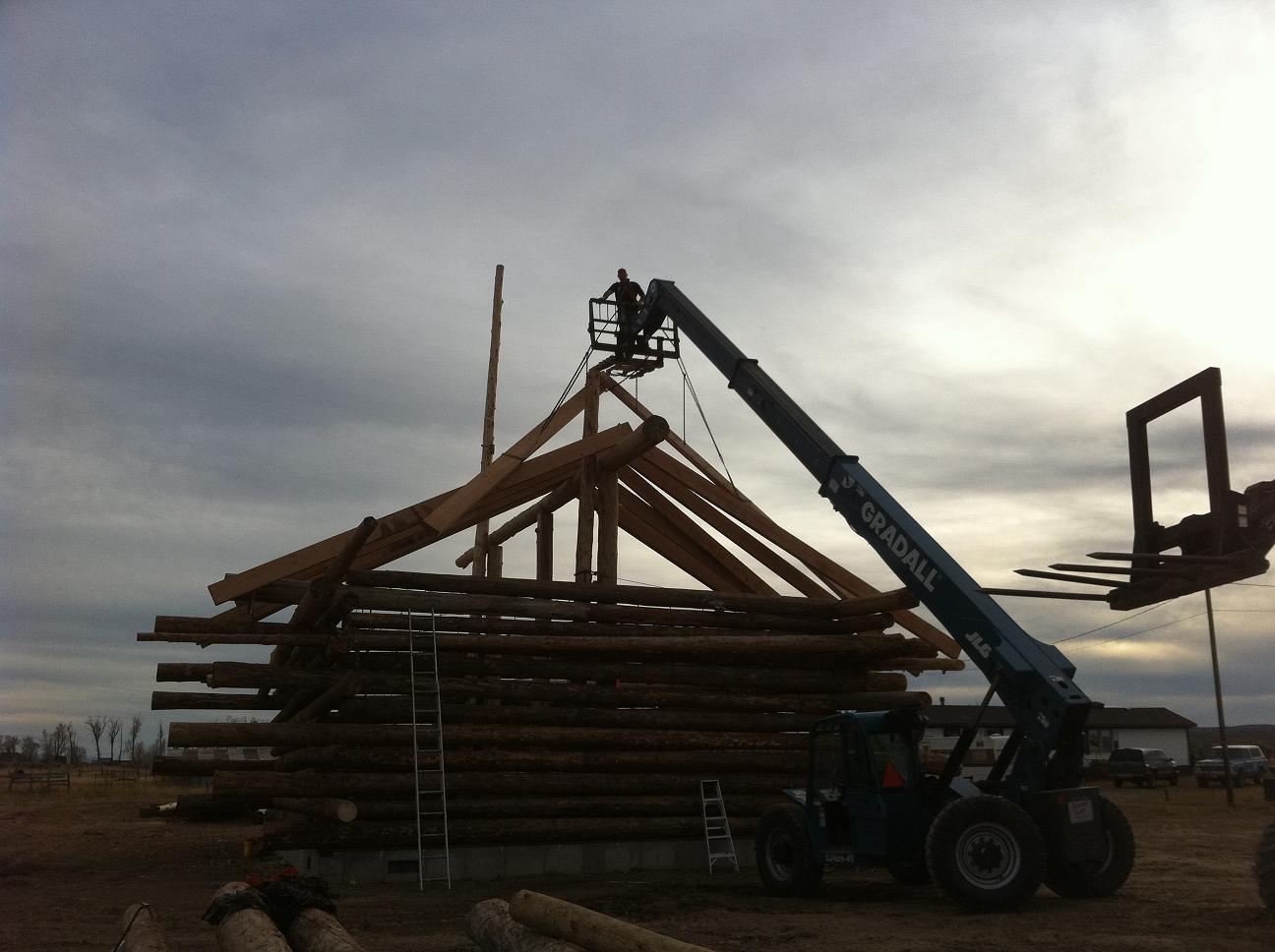 Our Log Home Journey: Setting the Ridge Pole, and rafters