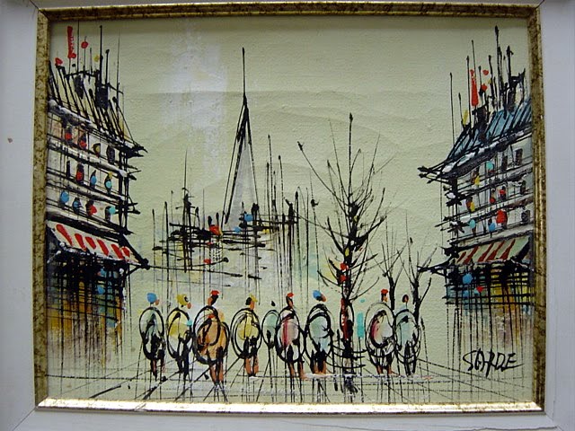 hey baby vintage: $4.99 flea market oil painting by Sarde