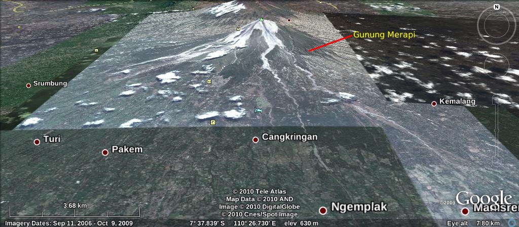 deopenminded: Peta sekitar Gunung Merapi menggunakan Google Earth
