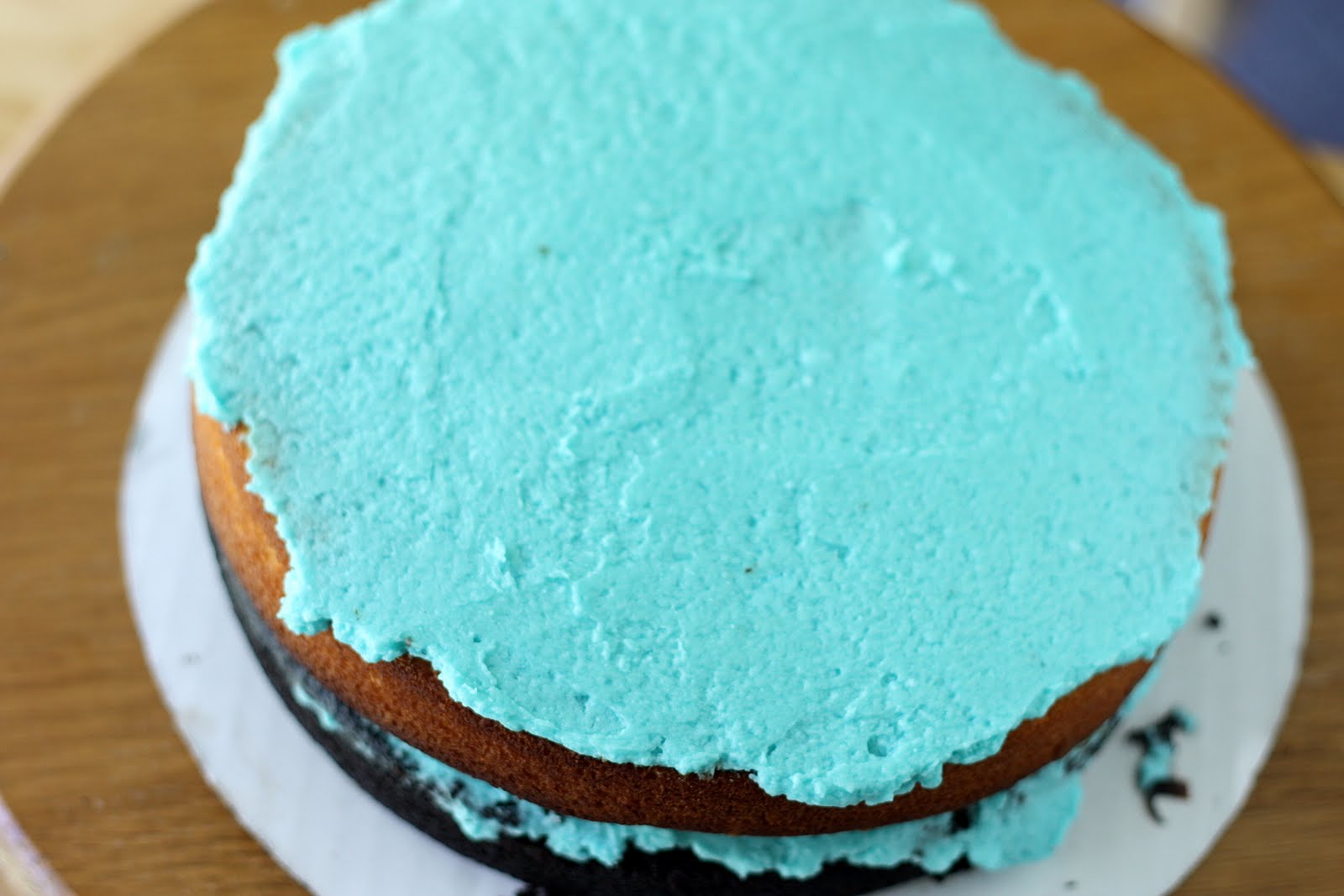 Mangio da Sola: Baby Blue Cake: Chocolate and White Cake with Blue Frosting