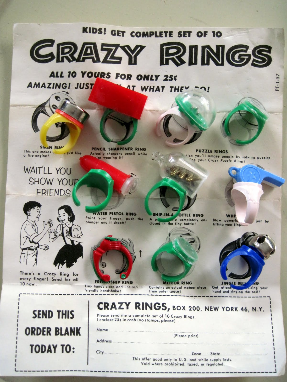Tracy's Toys (and Some Other Stuff): 1950s Quaker Crazy Rings Premium Set