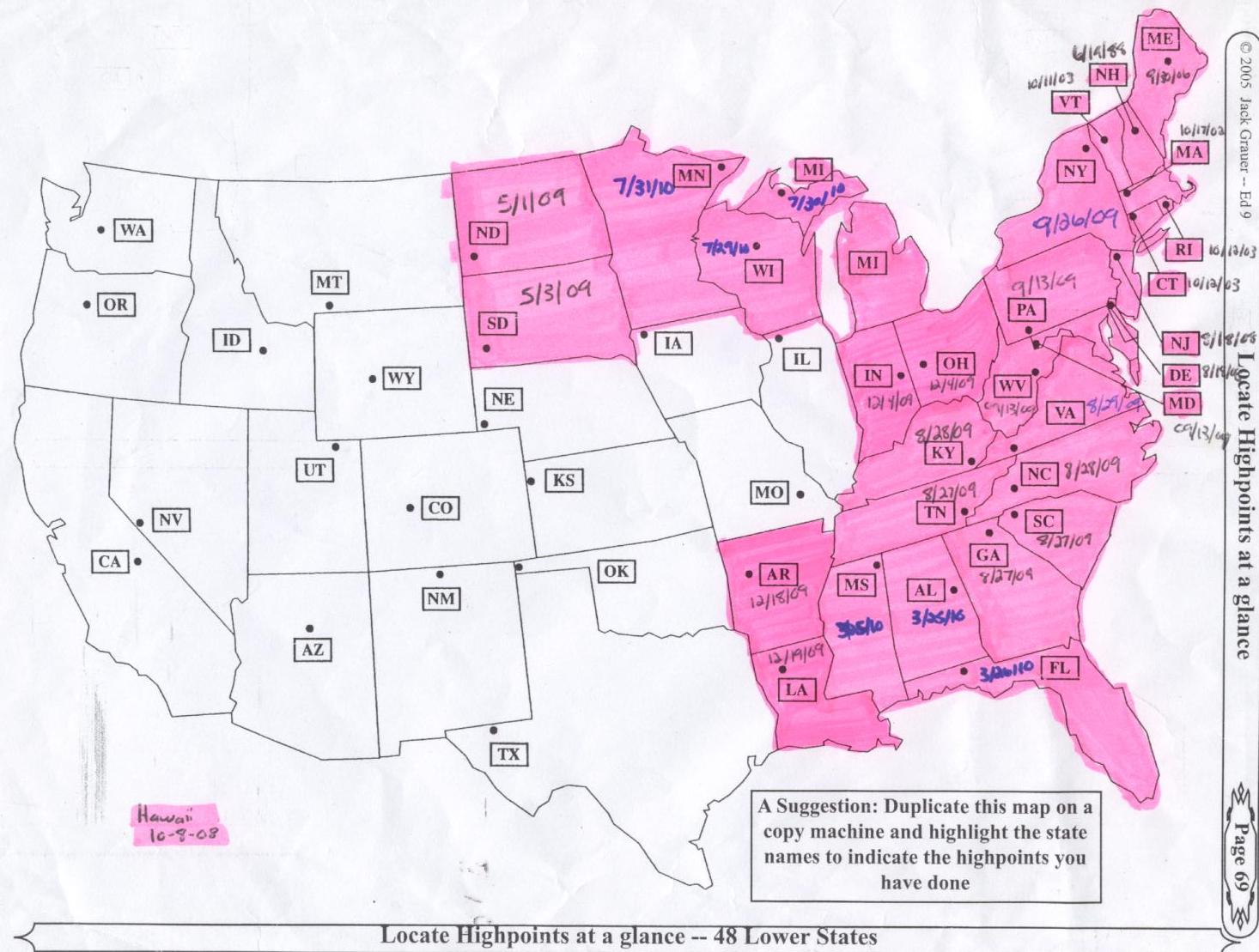 Highest Point In Each State Map - Map