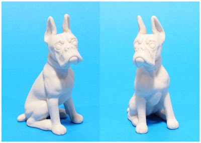 Blue Witch Unpainted Ceramic Figurine: Boxer Crop Ears