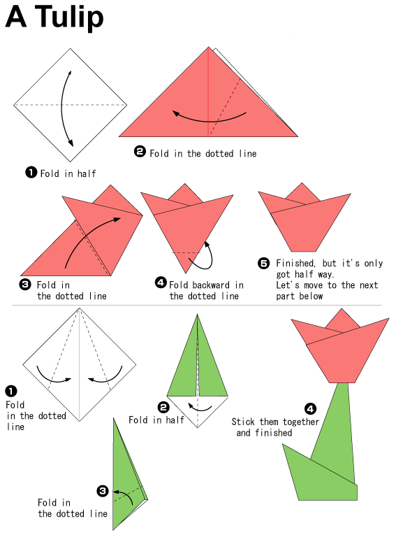 original paper decor: Lectia 3 - Lalea cu tulpina - pentru copii