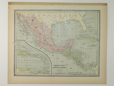 ANTIGÜEDADES CENTROAMÉRICA: MAPA DE LATINOAMERICA AÑO 1885