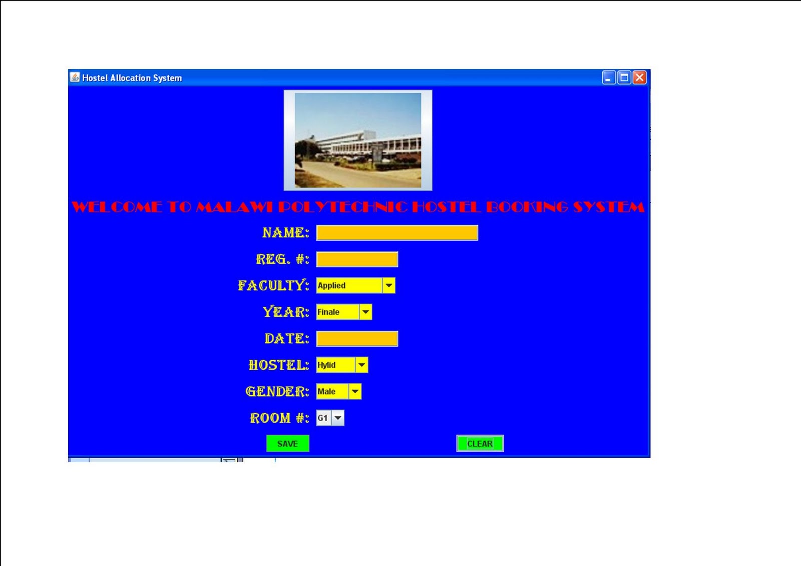 Ezra F, Machira: HOSTEL BOOKING SYSTEM INTERFACE- EZRA MACHIRA