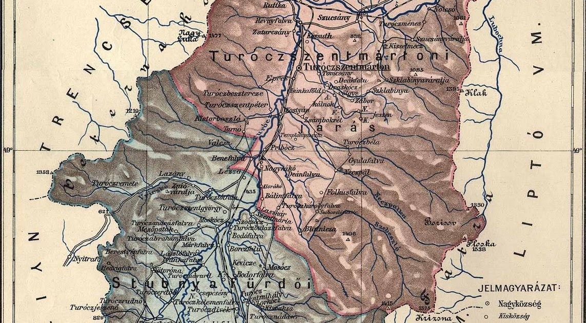 MAPY UHORSKA A SLOVENSKA: Turiec 1910
