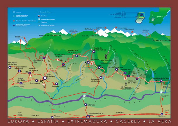 VISITA VIANDAR DE LA VERA: MAPA DE LA COMARCA DE LA VERA