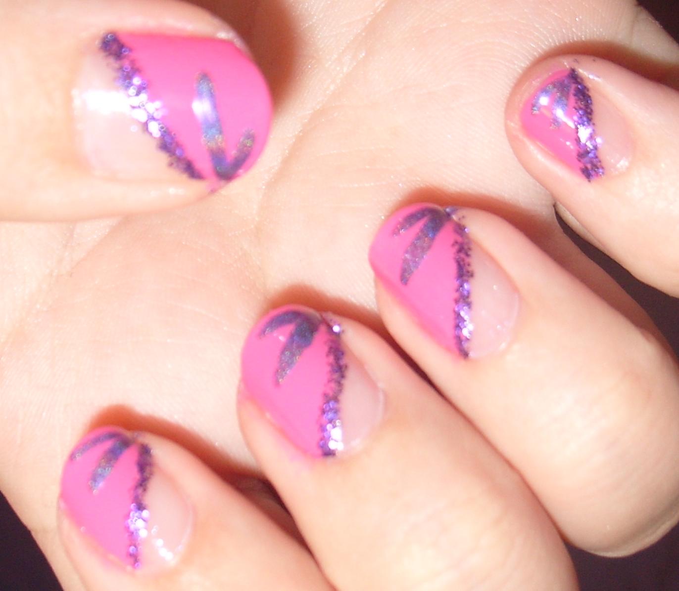 sharihearts: Diagonal French Tip Nail Art
