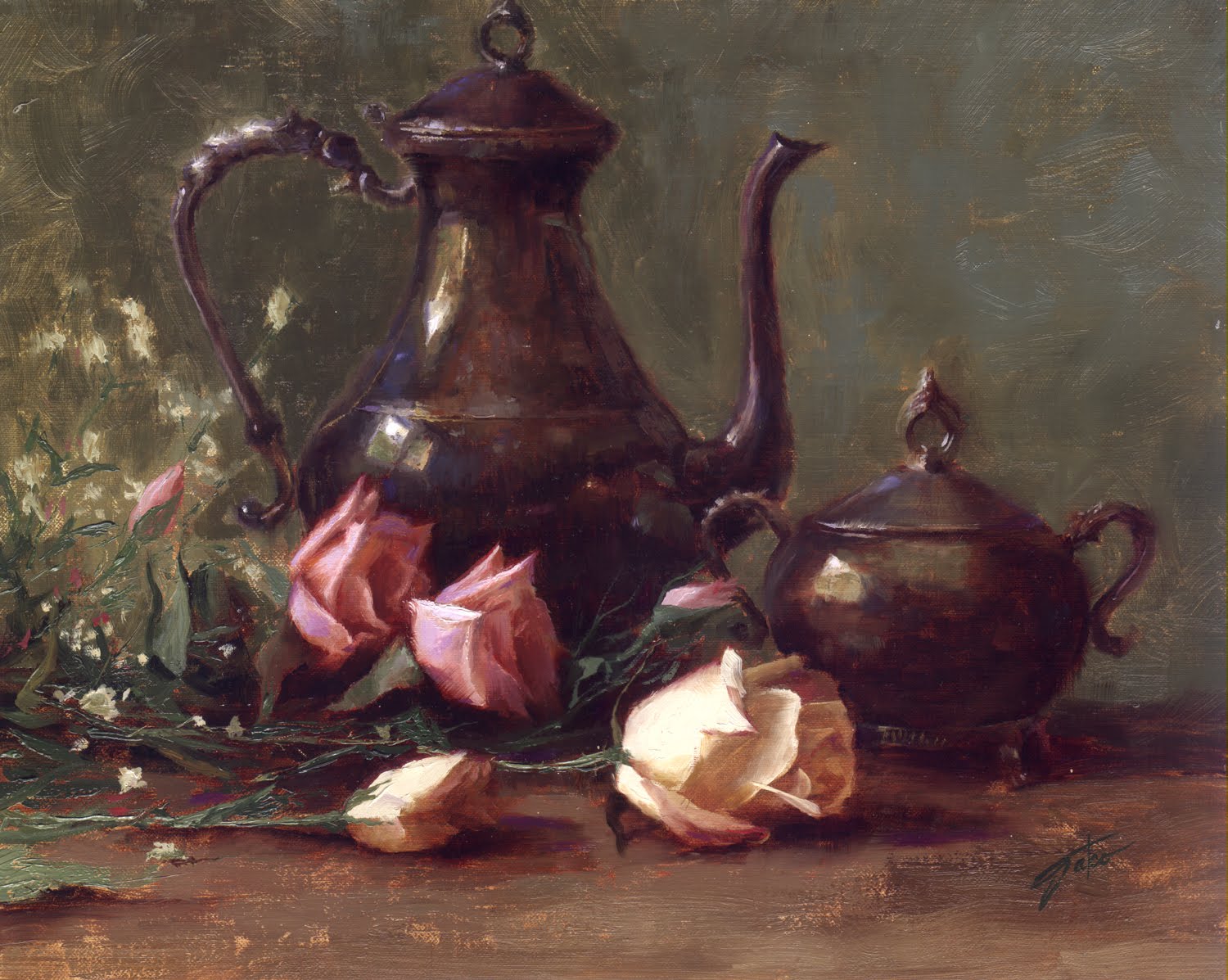 Oil Paintings by Jason Tako: Tarnished Silver, oil on linen panel, 11"x14"