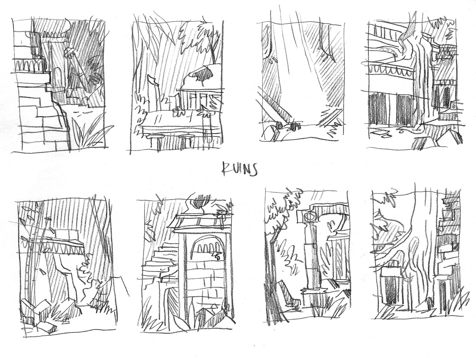 Sketches of M. S. Corley: Jungle Book Environment Concepts