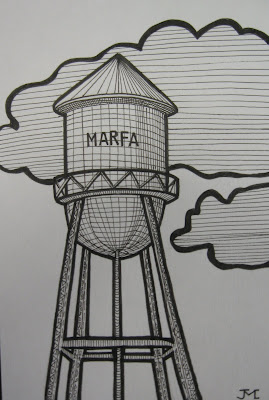 Marfa Water Tower Sketch - New Pens!
