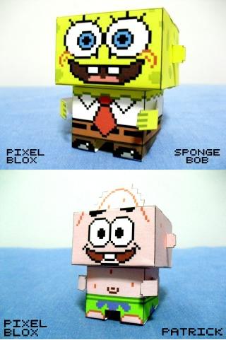 Pixel Blox: Spongebob & Patrick Papercraft | Papercraft Paradise ...