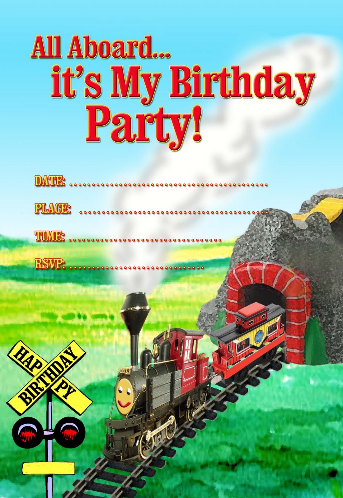 FREE Kids Party Invitations: Train Invitation