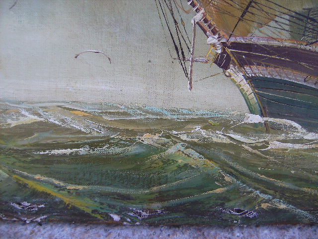 tableau marine voilier 2 mats mer signé BAILLIE - au fil du temps