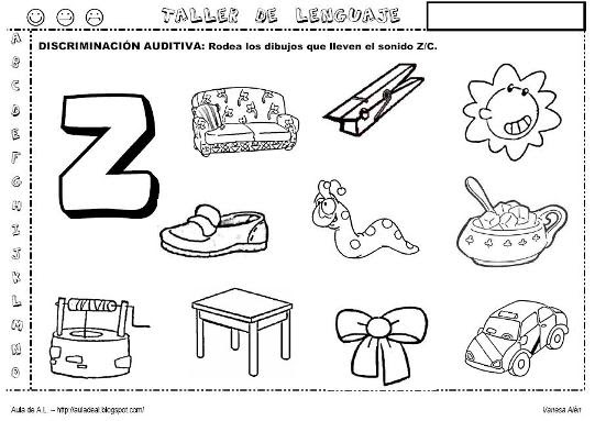 Mi aula de Audición y Lenguaje: Fichas de discriminación del fonema Z