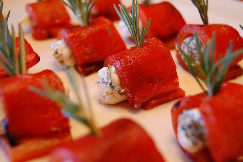 Domestic Sluttery: Canapes: Roasted red pepper rolls