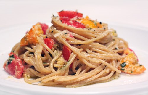 lisa is cooking: Spaghetti alla Trapanese and Funghi Ripieni di Ricotta