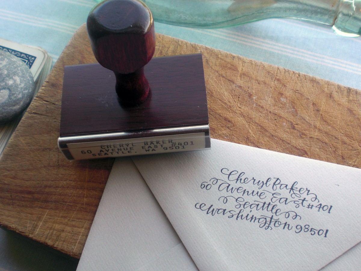it's like she's on a secret mission: custom calligraphy stamps