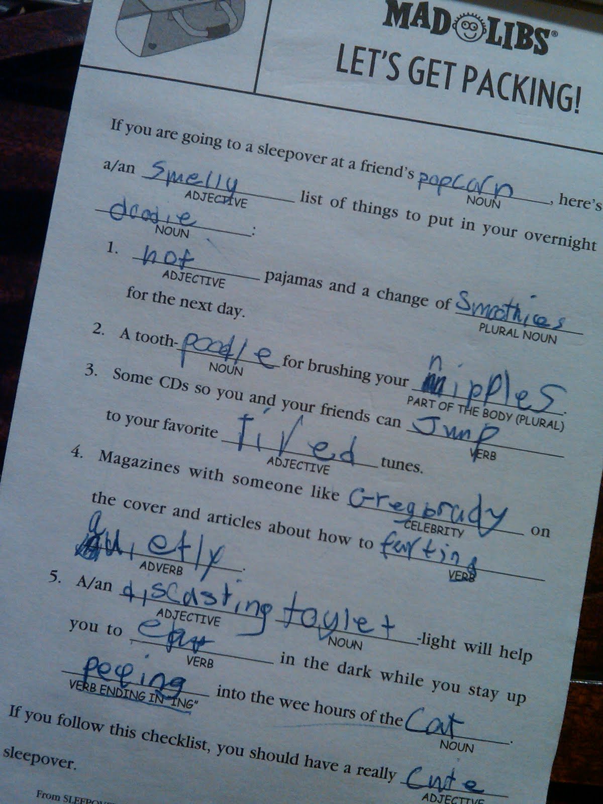 Funny mad libs word list - perfectvery