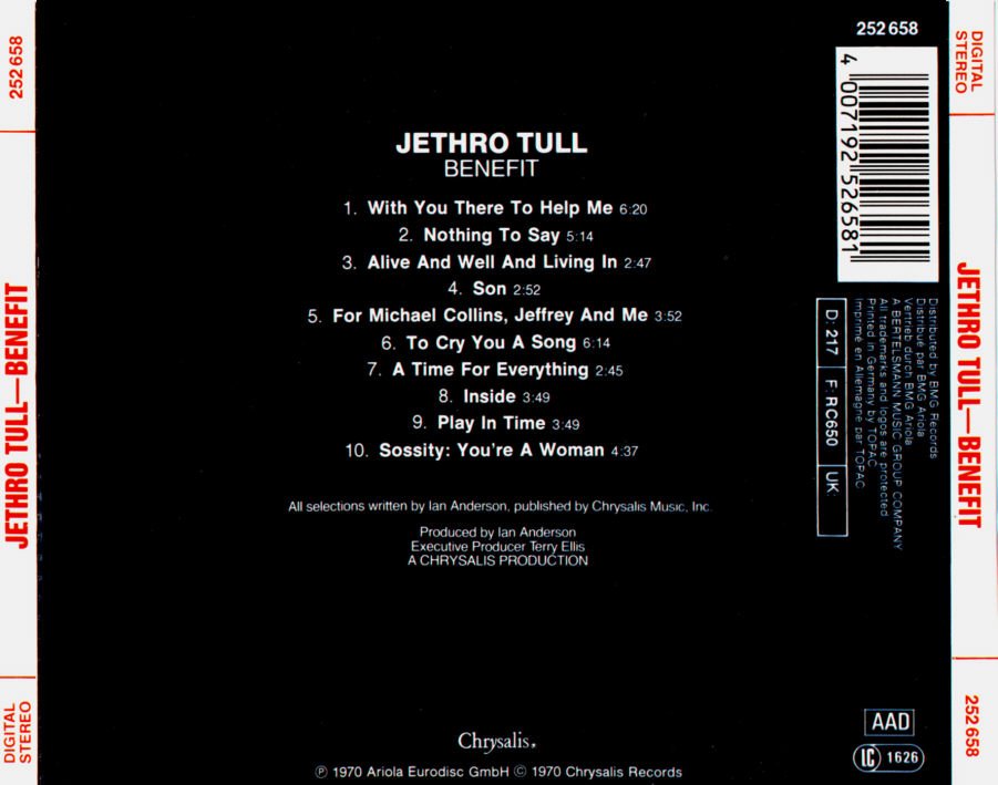 CONCRETE ROCK: JETHRO TULL - BENEFIT 1970