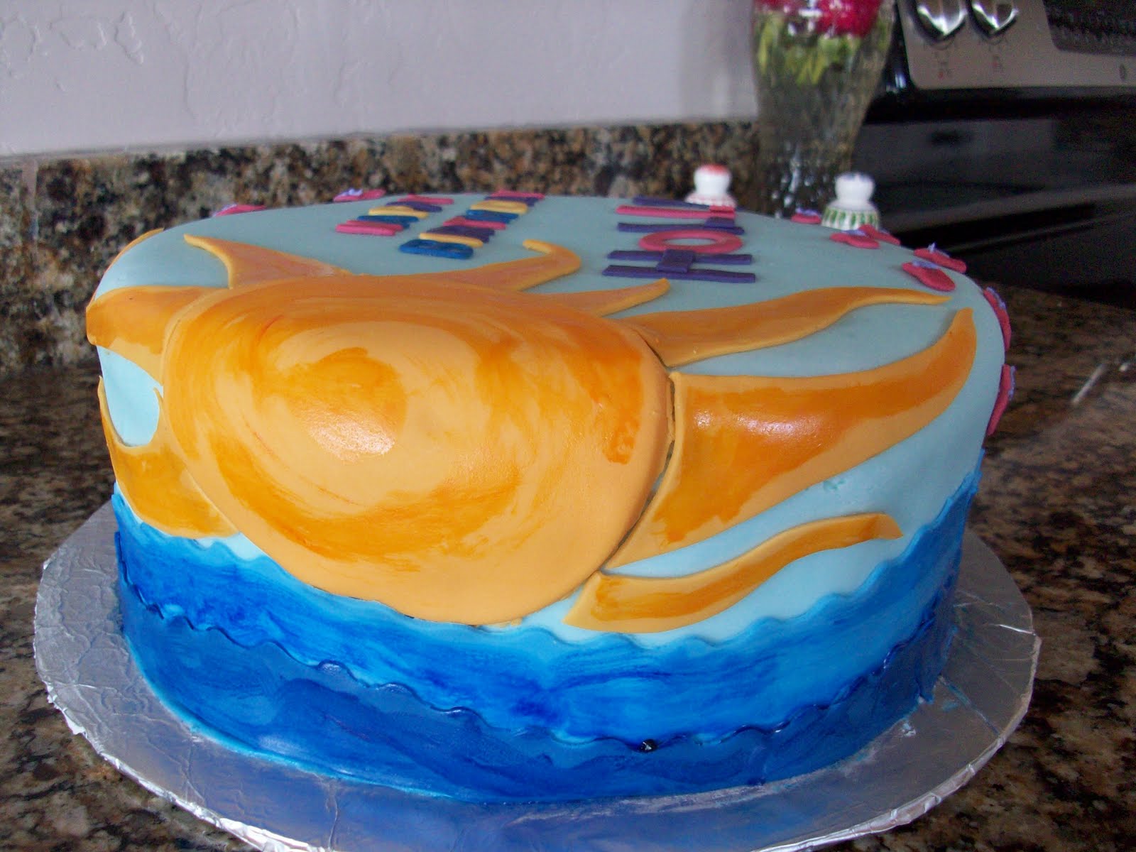 Cakes by Carla: Fondant Birthday Water Themed Cake with Walking Flip ...