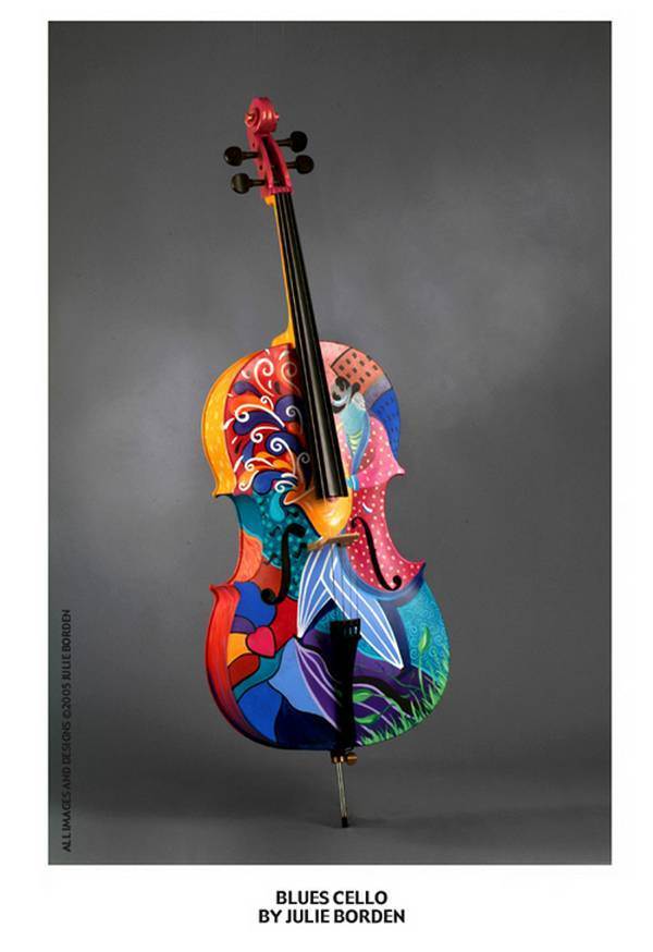 Fun Panorama: Colorfully Painted Violins