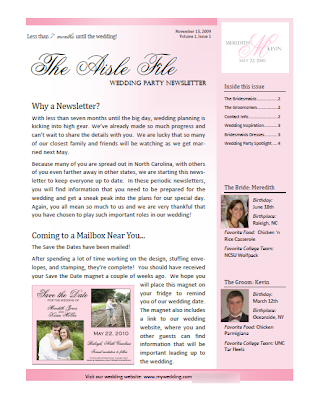 Soon to be McGee: Wedding Party Newsletter!