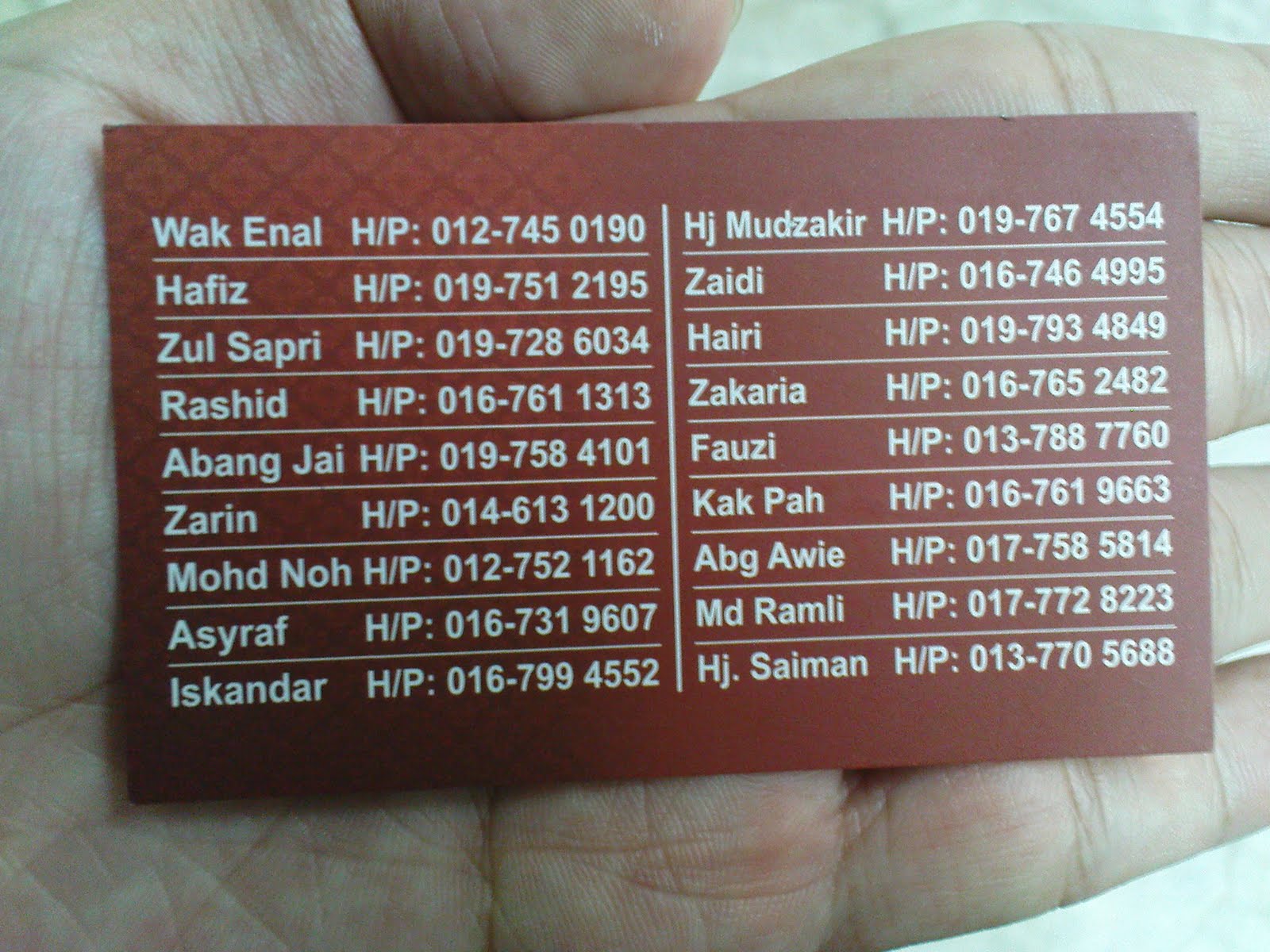 Contact of Terminal Teksi of University of Technology Malaysia (UTM ...