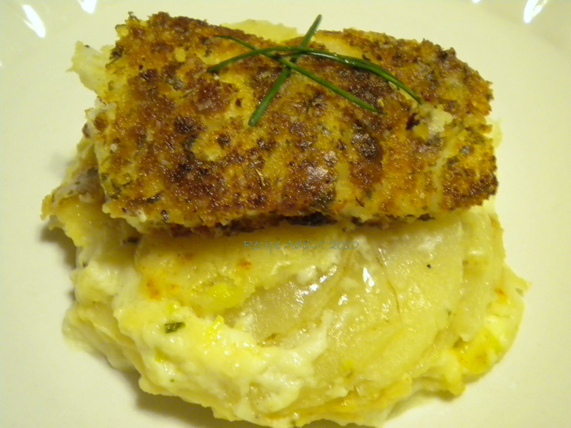 RecipeAddict: Bread Crumb Topped Cod with Scalloped Potatoes