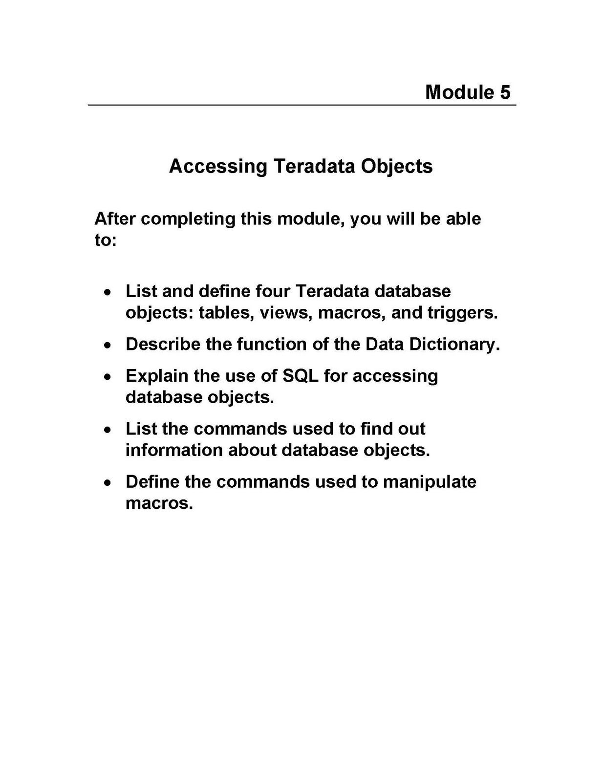TERADATA TUTORIALS: Teradata Objects