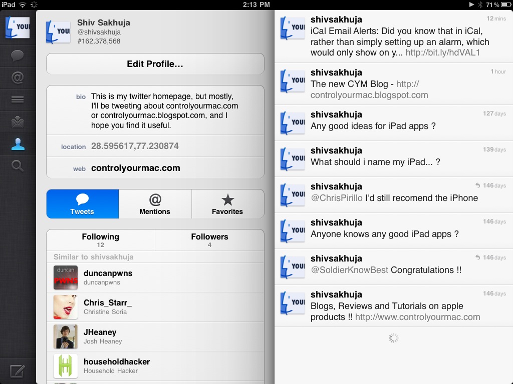 New official twitter app for iPad ~ Control Your Mac