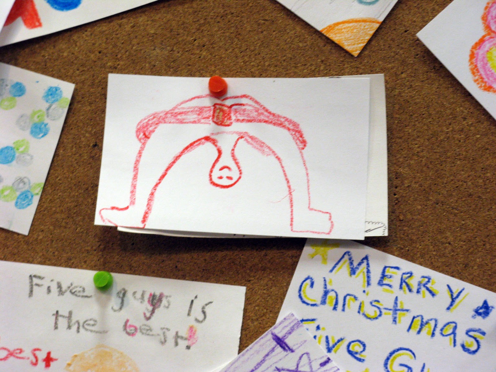 Five Guys has a bulletin board for customer art. Can you see where this ...