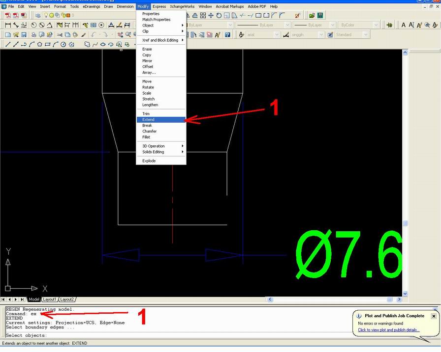 extend an object, memperpanjang objek - ARUSHA_CAD