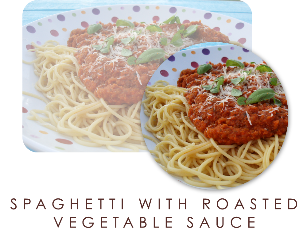 Rookie Cookie: Spaghetti with Roasted Vegetable Sauce