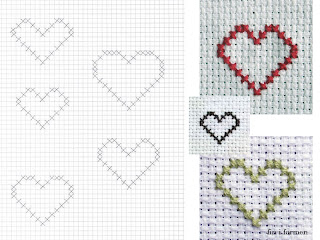 Broderte blomster og hjerter