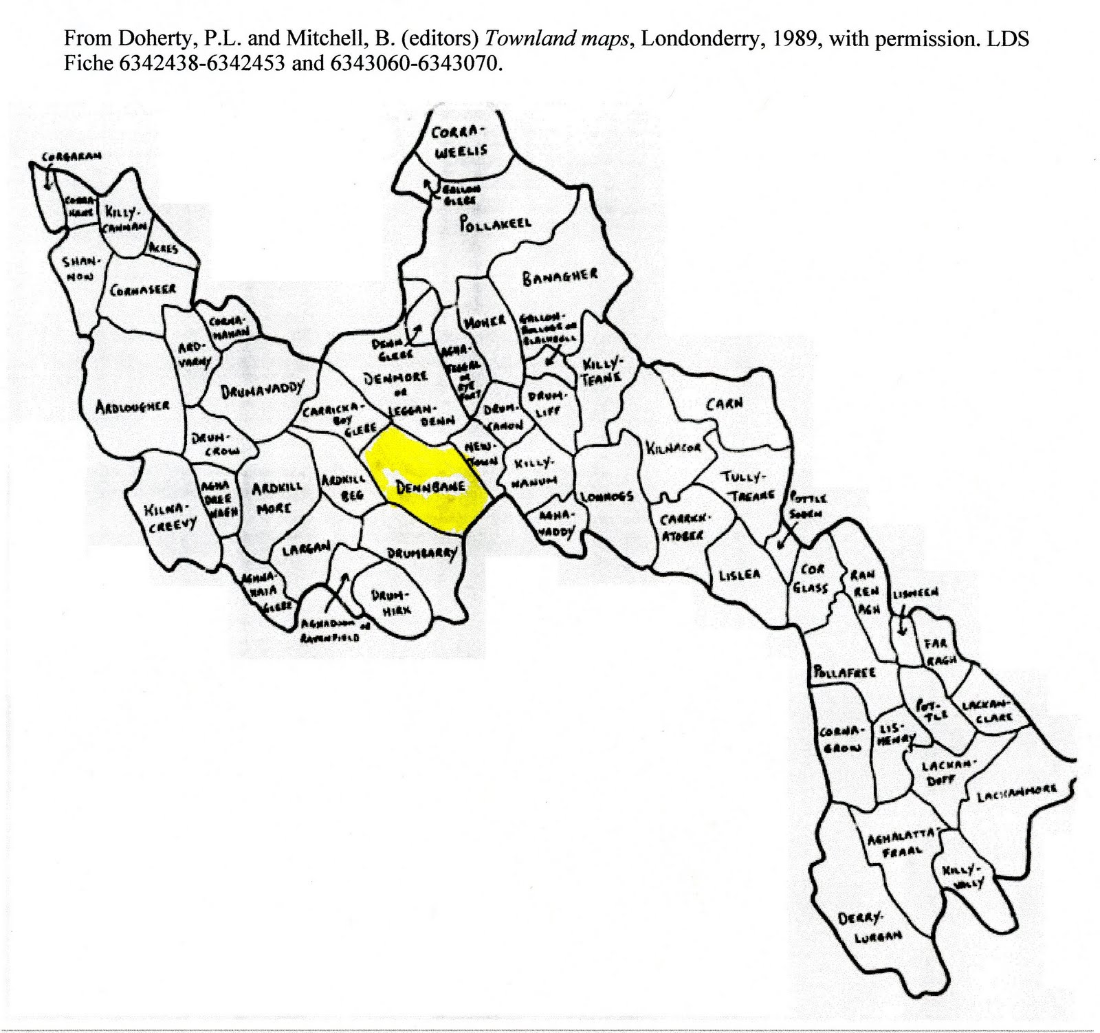 Sullivan/Corcoran Genealogy: Denn Parish Townland Map