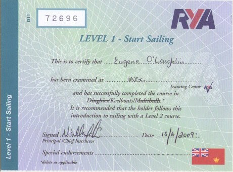Careful With That Axe, Eugene: RYA - Level 1 - Start Sailing Complete