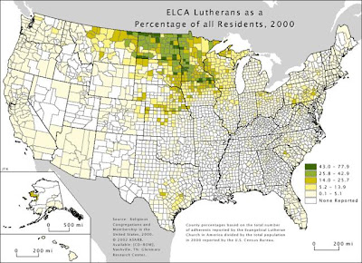 U.S. Viewed Geographically According to Denomination