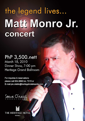 The Heritage Hotel Manila: the legend lives...MATT MONRO JR. Concert at ...