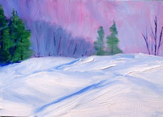Painting Small Impressions: Snow Field--Original American Snow Painting