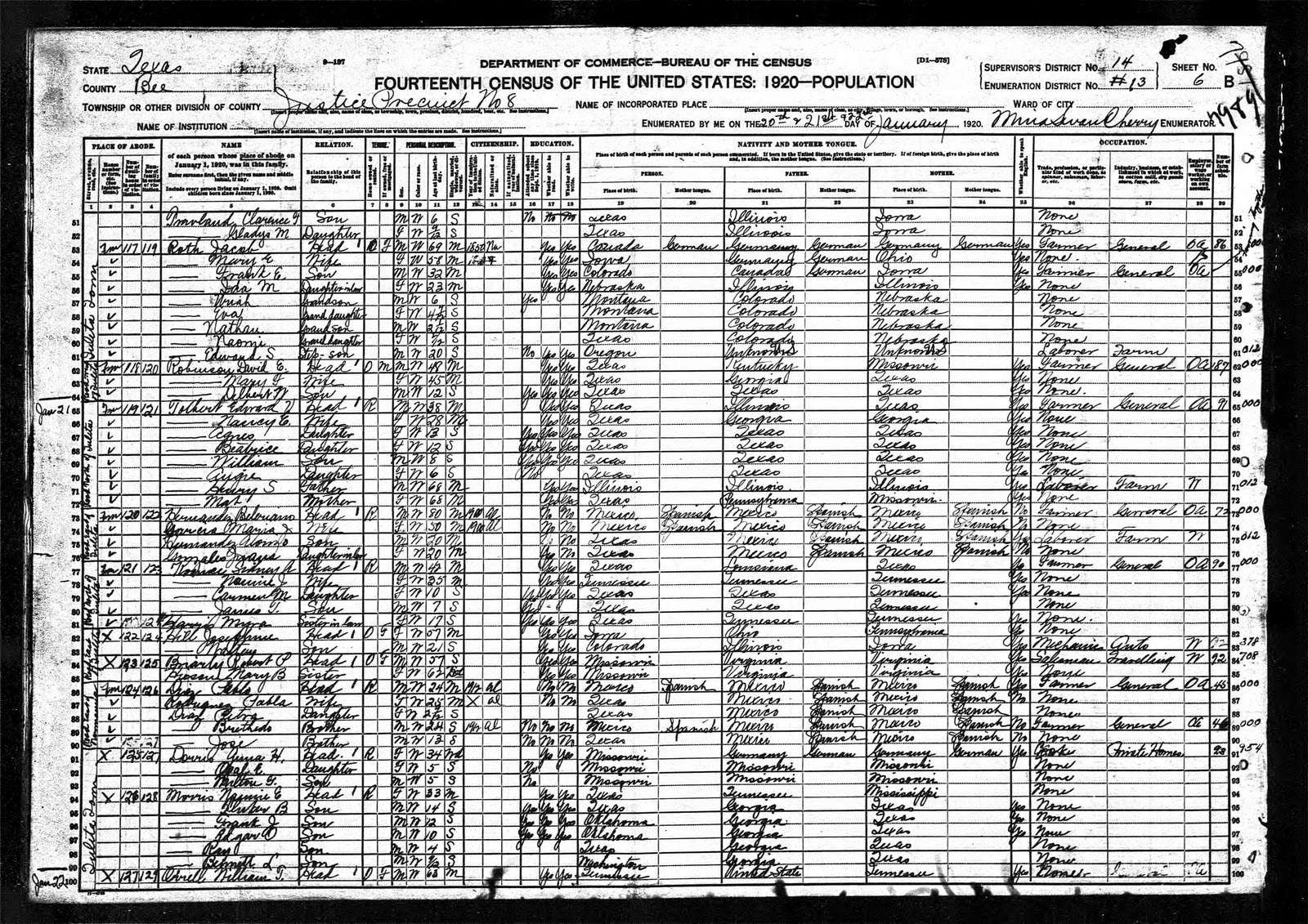 1920 US Census - Thomas Travland