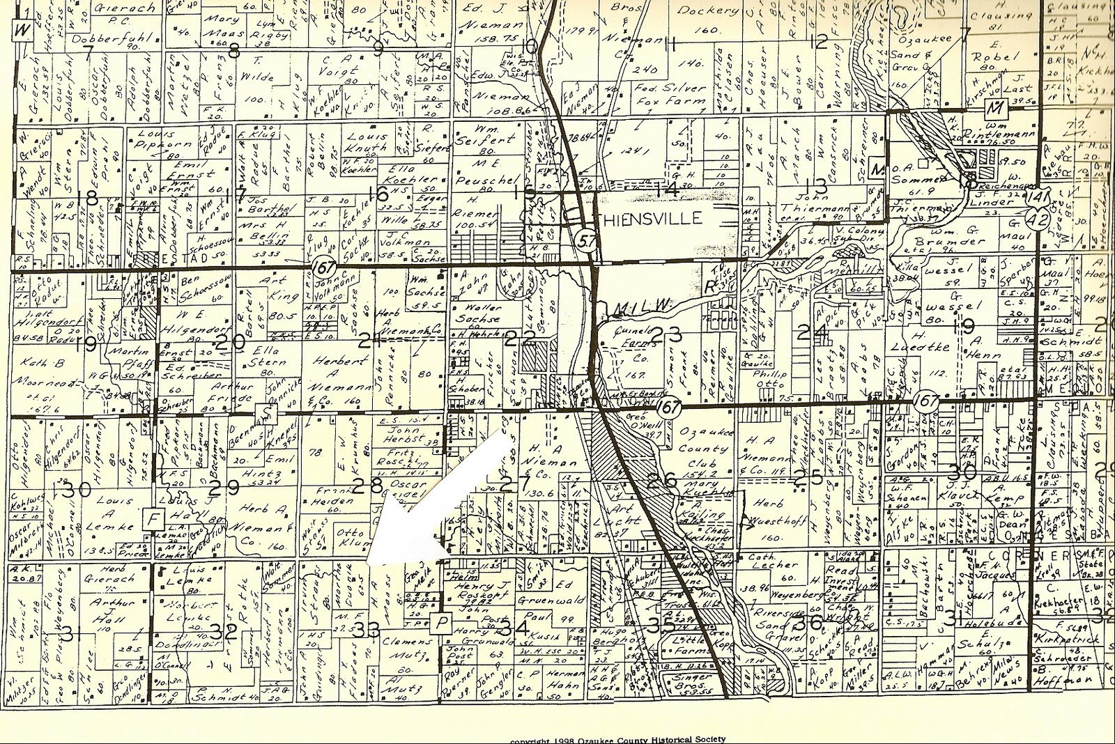 Junghans Ancestry: Mequon Wisconsin plat map - 1948