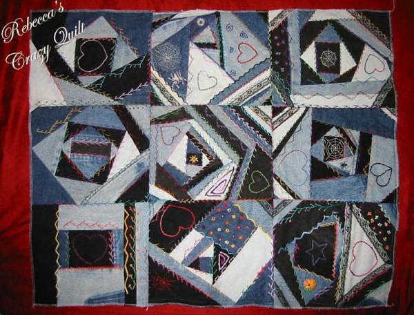 Rainy Day Doll-er: Rebecca's Denim Crazy Quilt