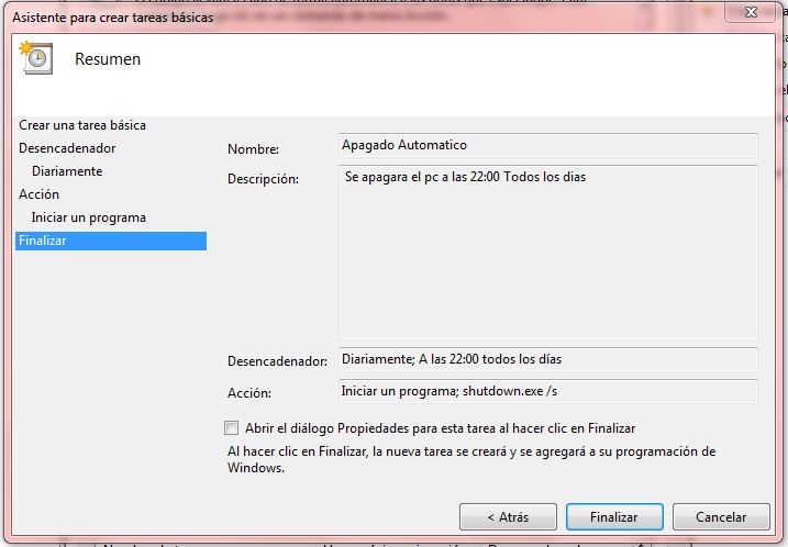 Apagado automatico windows 7