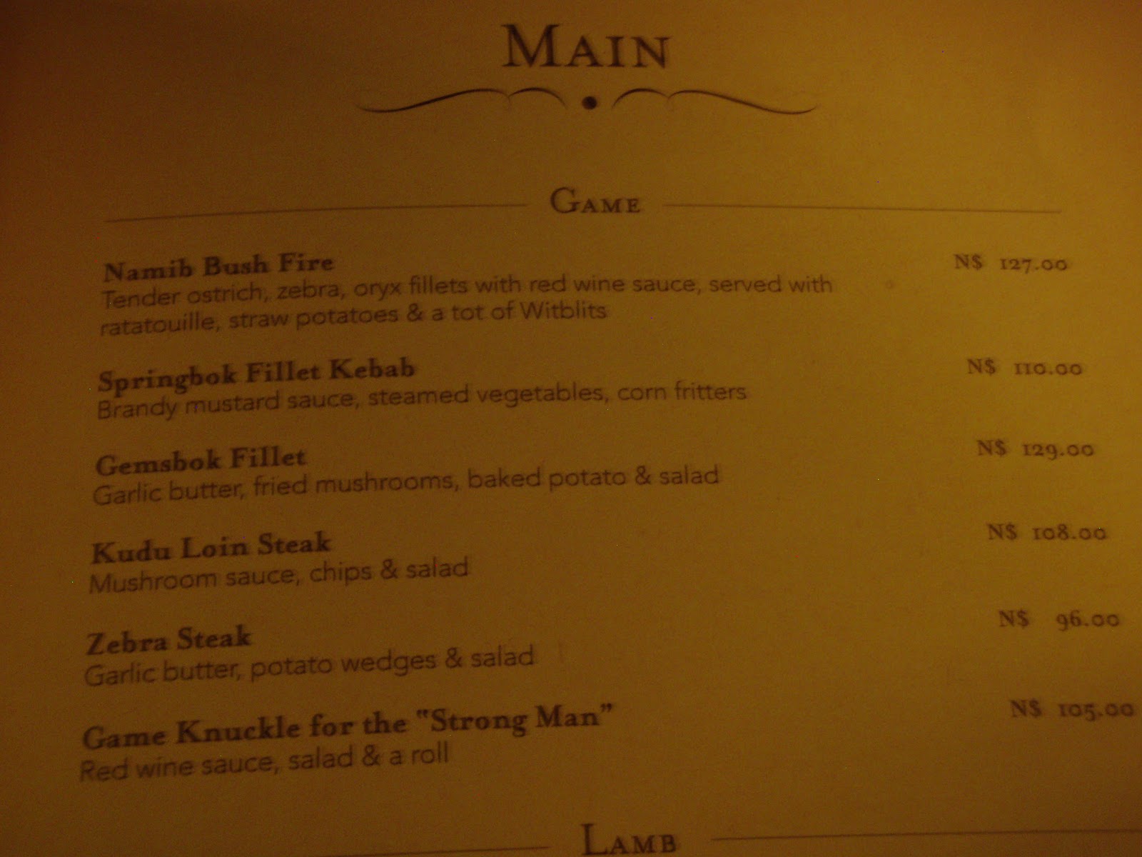 The Frenchman's Food & Wine Blog: The Frenchman in Namibia - Restaurant ...