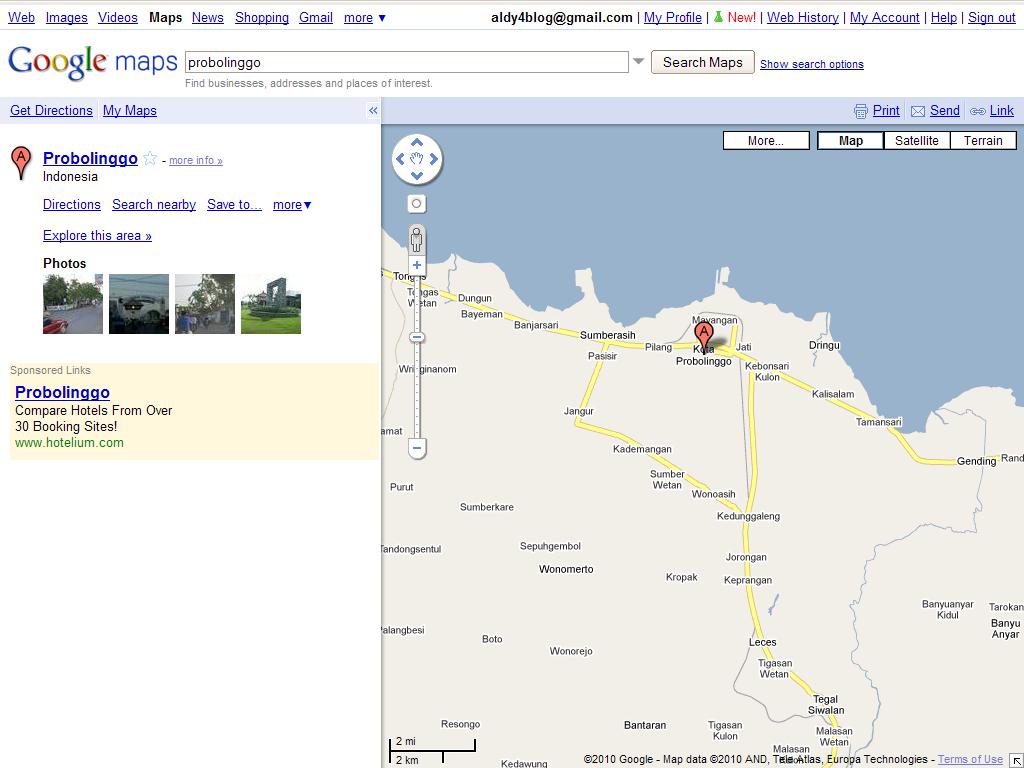 Tentang kota Probolinggo: Probolinggo dari google maps