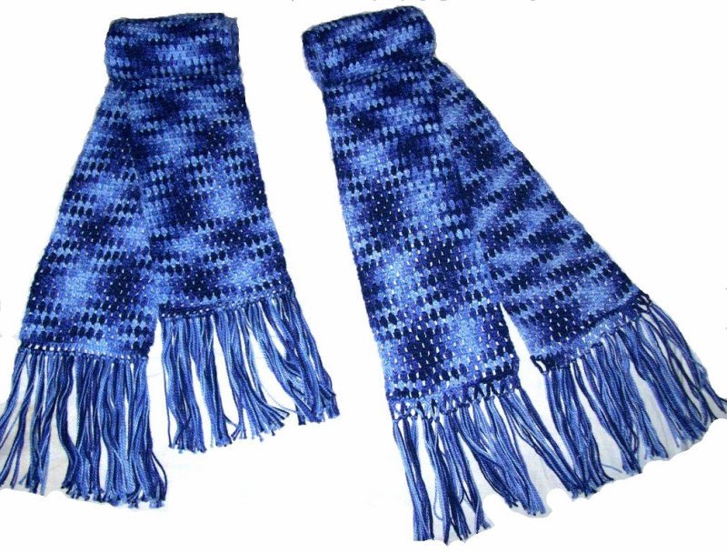 Cachecol em Crochê: Cachecol Azul Escuro